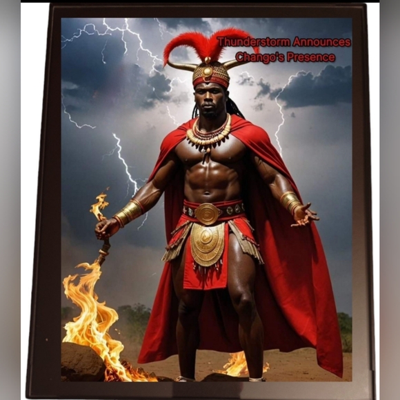 Handmade | Art | Orisha Chango In A Glass Front Frame 8x Picture Ai ...